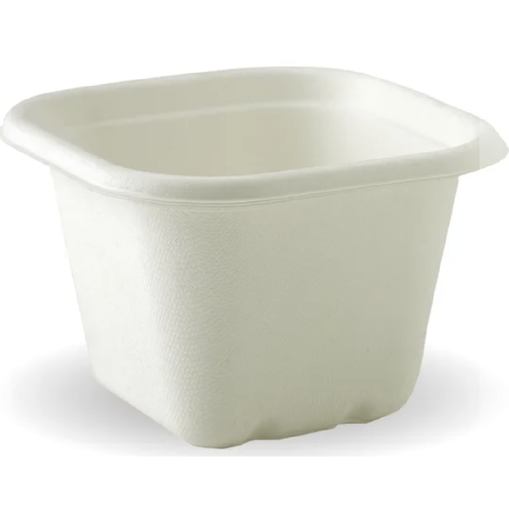 BioPak Sugarcane Square Container 630ml – Crystal Packaging
